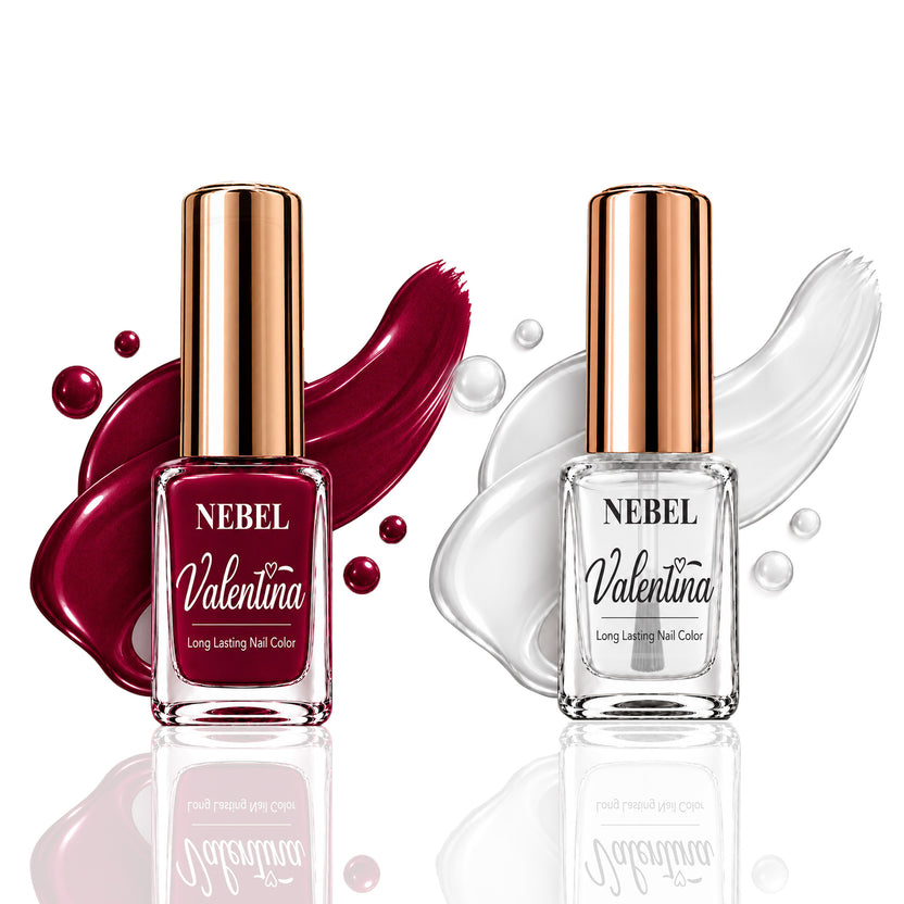 Dark berry red & Pure White Valentina Long Lasting Nail Color Combo Pa ...